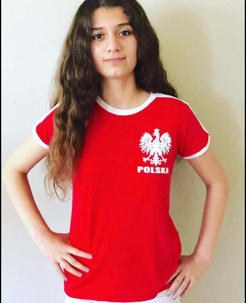 POLSKA Red and White T-shirt with additional “POLSKA”written on the ba ...
